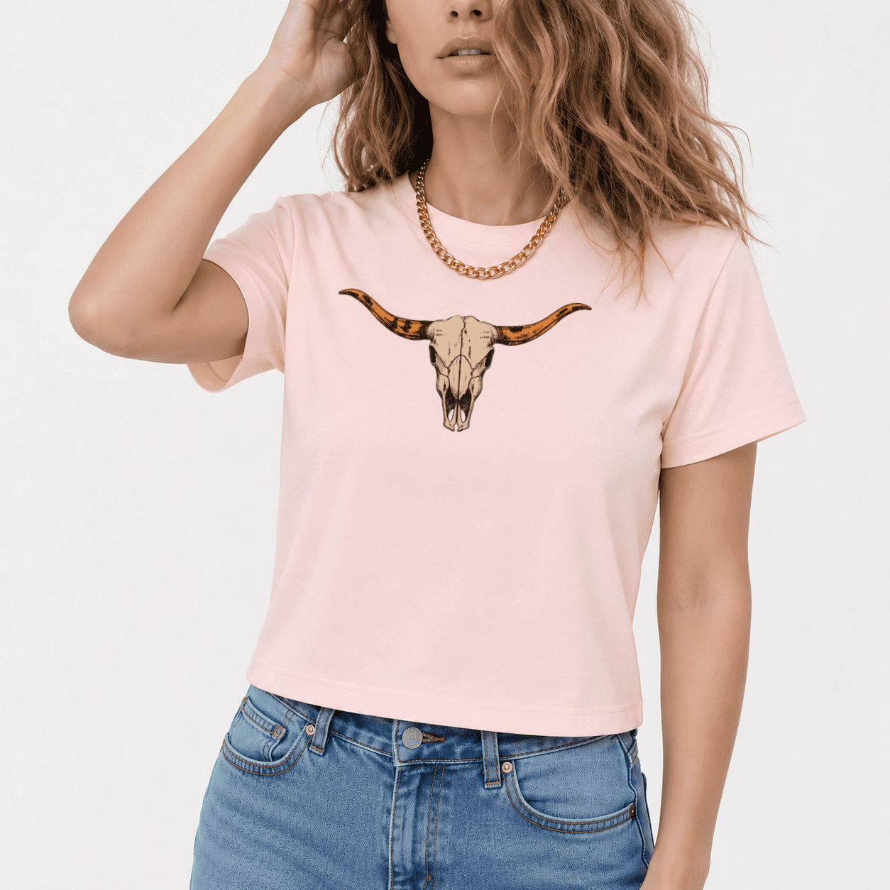 Cozymy Women's Western Cow Skull With Leopard Print Horns Graphic ...