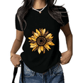 Cozymy Women's Western Leopard Sunflower Print Short Sleeve Crewneck ...
