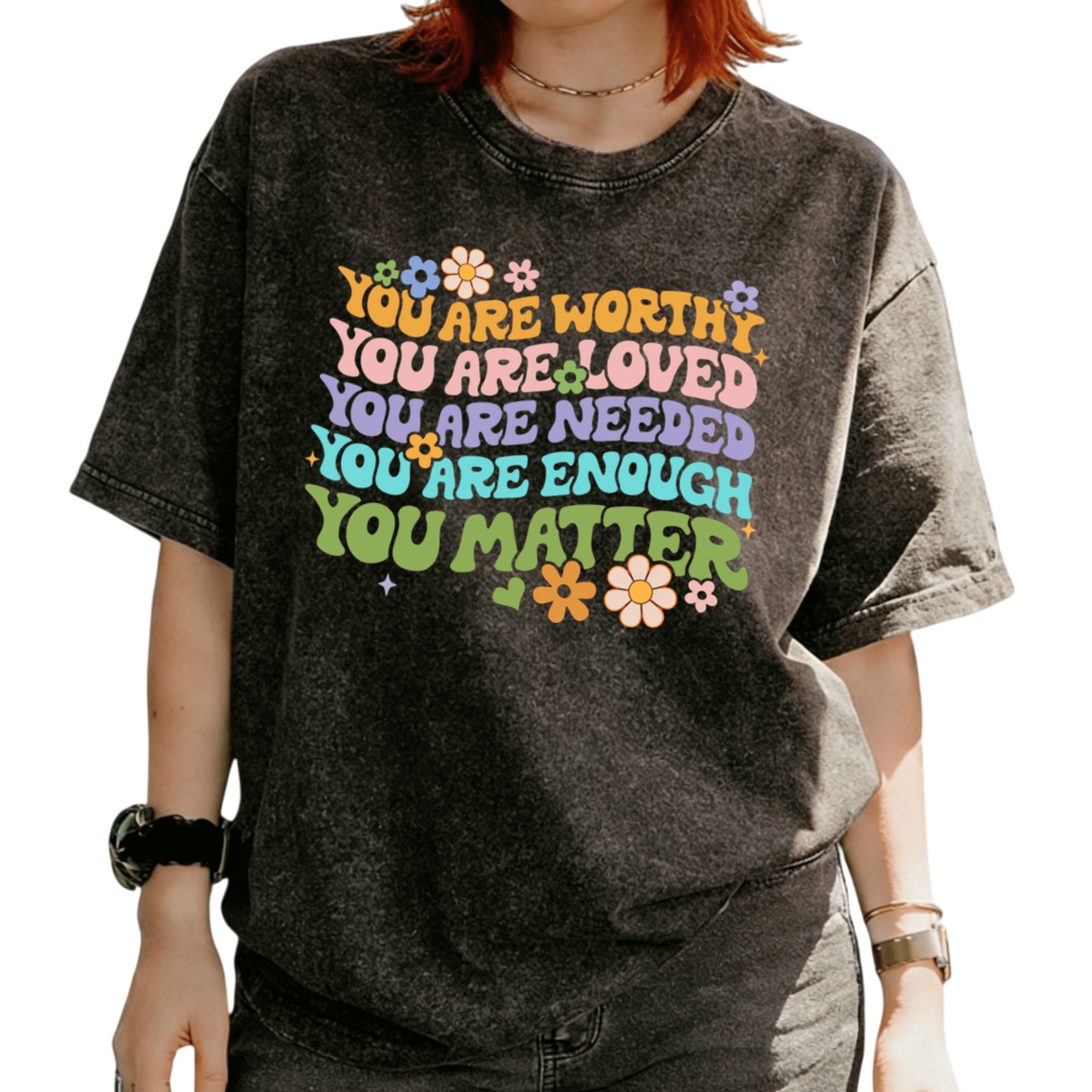 Cozymy Women's You Are Worthy Positive Affirmation Floral Graphic ...
