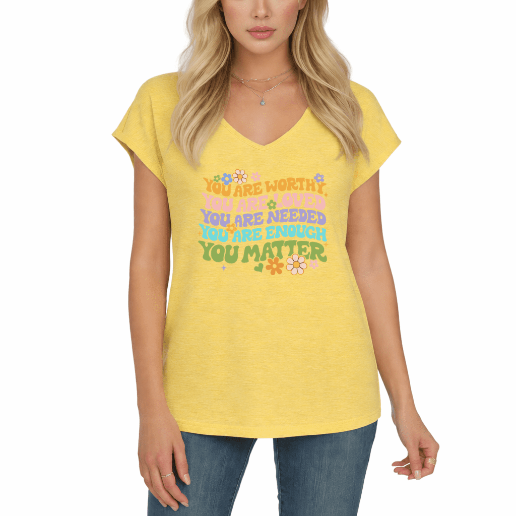 Cozymy Women's You Matter Positive Affirmation Floral Graphic V-Neck ...
