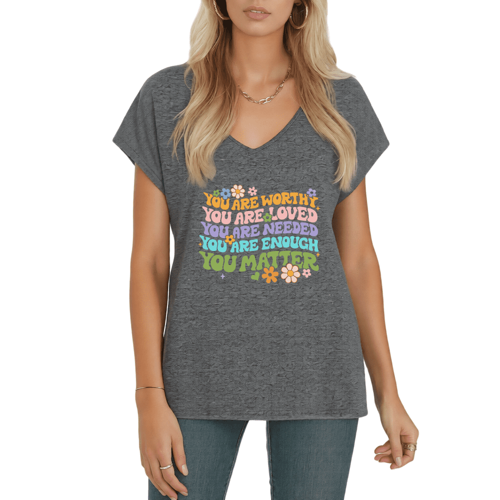 Cozymy Women's You Matter Positive Affirmation Floral Graphic V-Neck ...