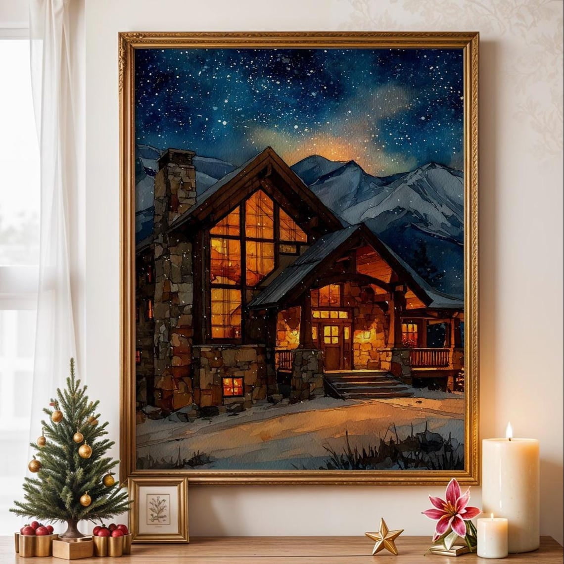 Cozyposter – Wall Art, Festive Mountain, Winter Home Poster, F084 ...