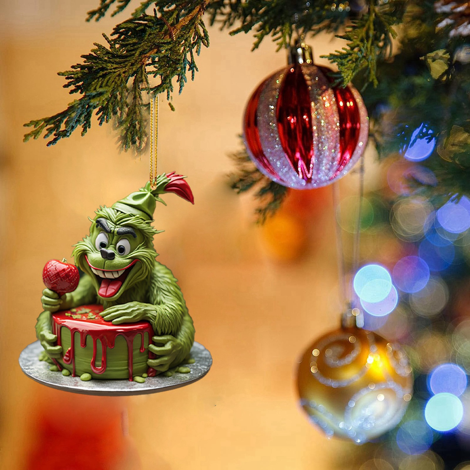 Cozyvia 2025 Christmas Grinch 2D Acrylic Hanging Ornaments, Christmas ...