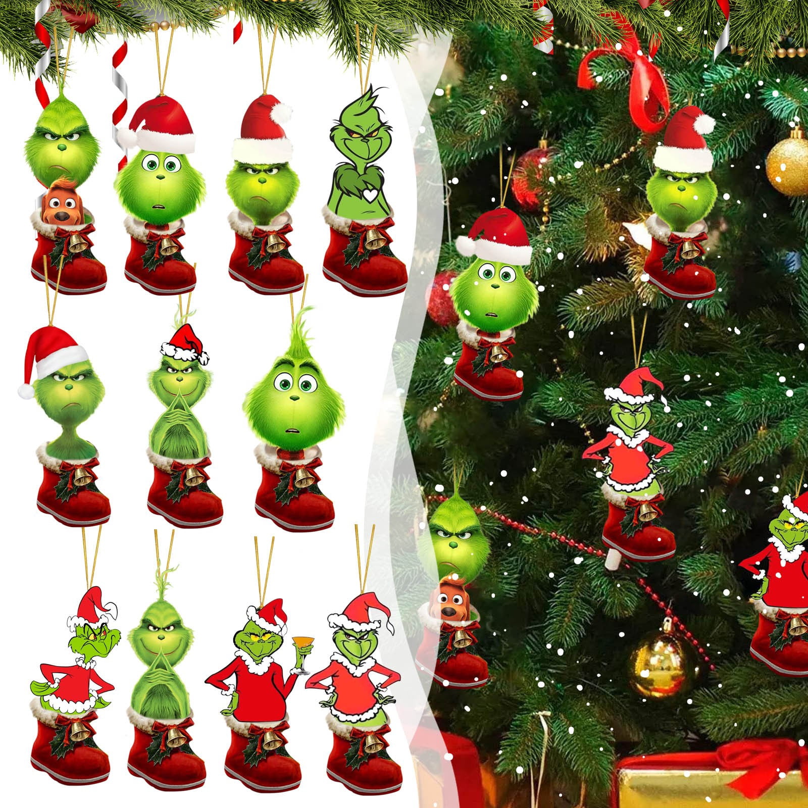 Cozyvia 2025 Grinch Christmas Tree Hanging Ornaments, Christmas ...