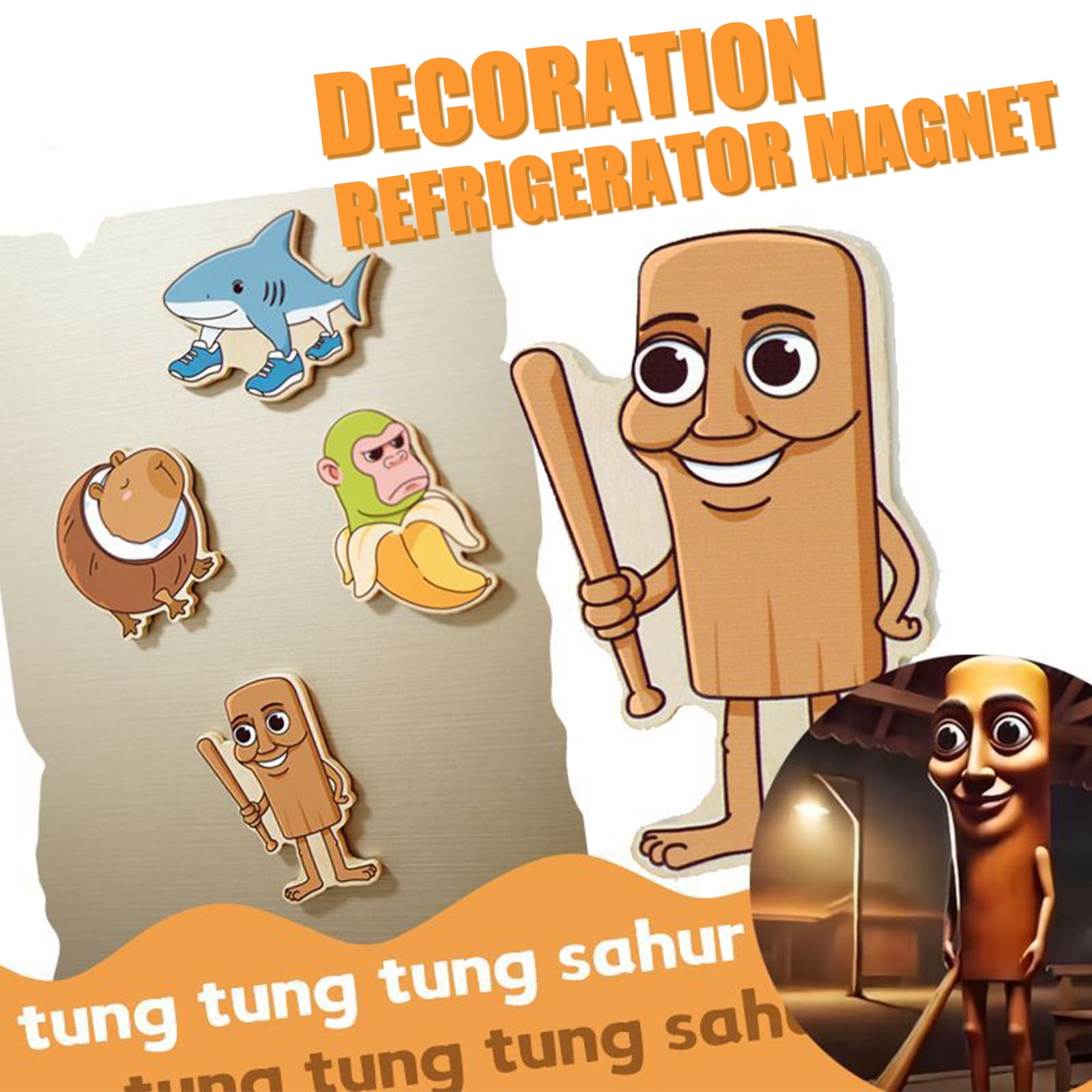 Cozyvia 4Pcs Tung Tung Tung Sahur Italian Animals Refrigerator Stickers ...
