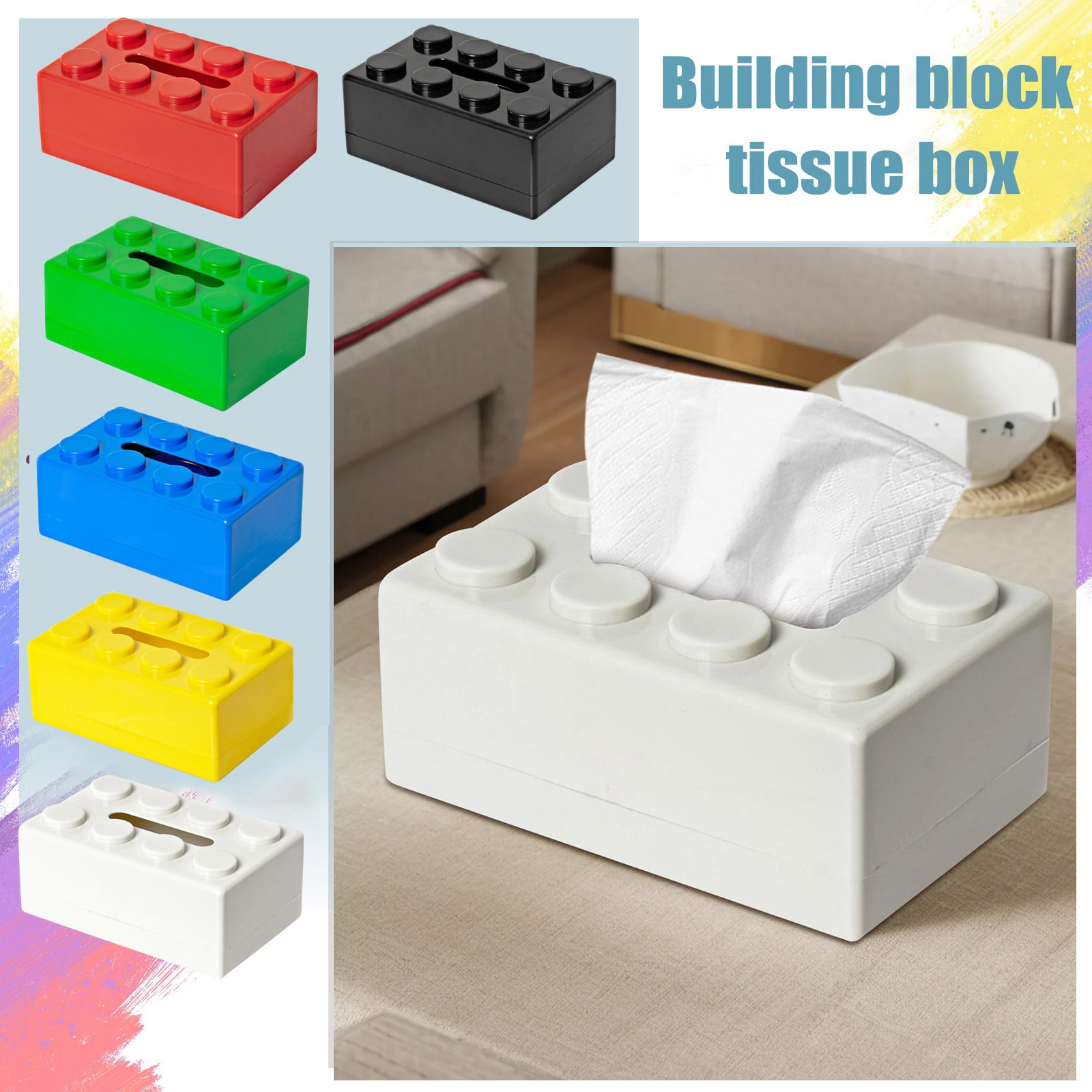 Cozyvia Building Blocks Tissue Box Cover, Rectangular Tissue Box Cover ...