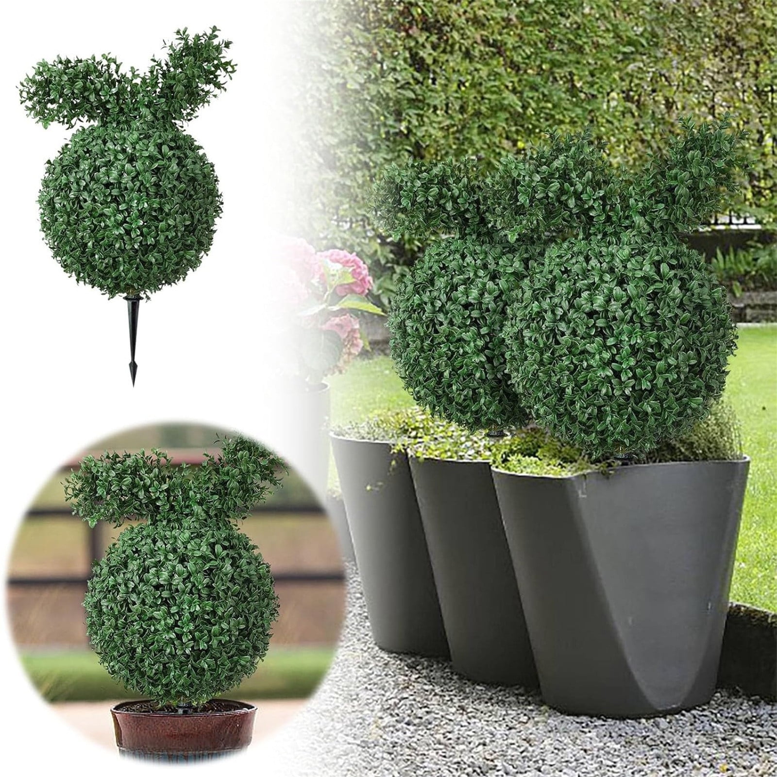 Cozyvia Bunny Shaped Boxwood Topiary for Easter & Spring, UV-Resistant ...