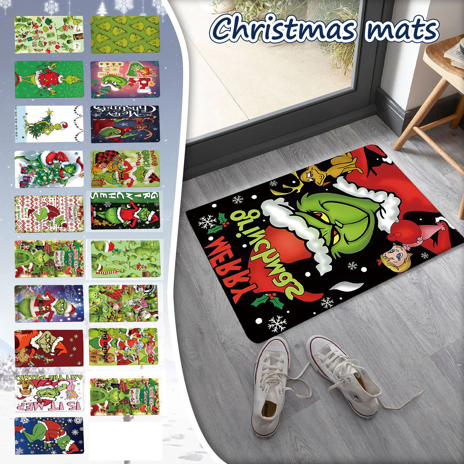 Cozyvia Grinch Cartoon Christmas Doormat Rug Retro Front Door Coir Mat ...