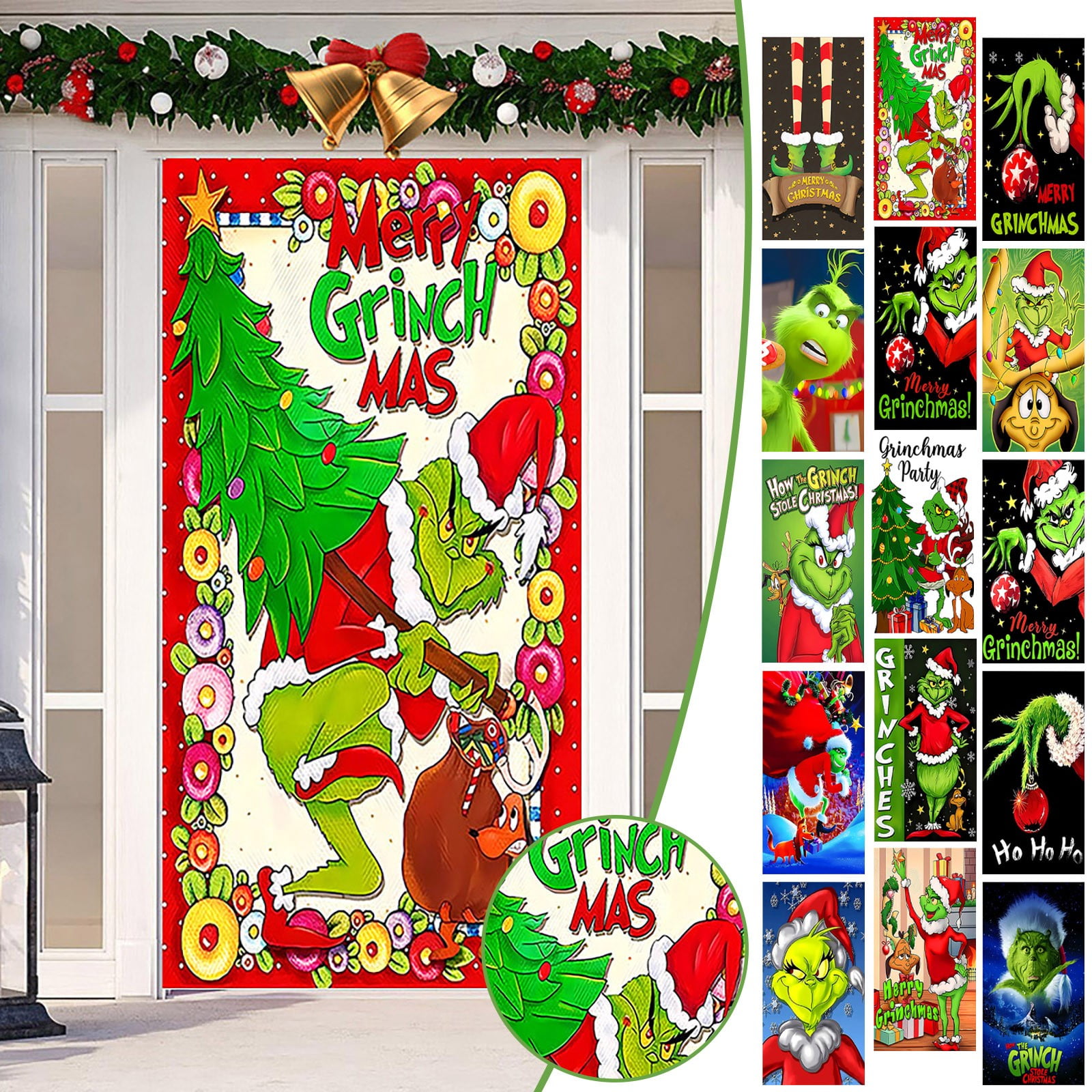Cozyvia Grinch Christmas Door Cover & Banner Welcome to Grinch Door ...