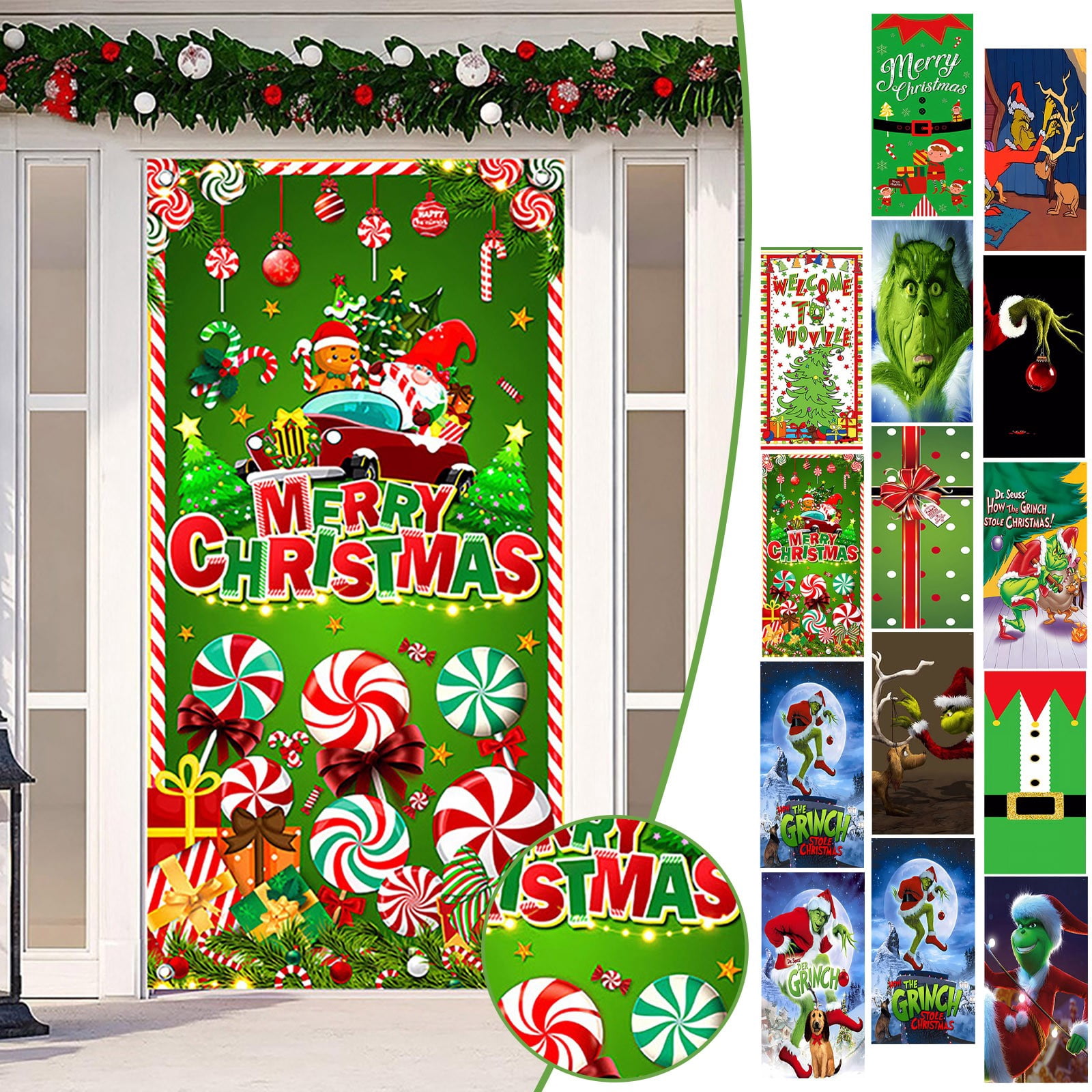 Cozyvia Grinch Christmas Door Cover & Banner Welcome to Grinch Door ...