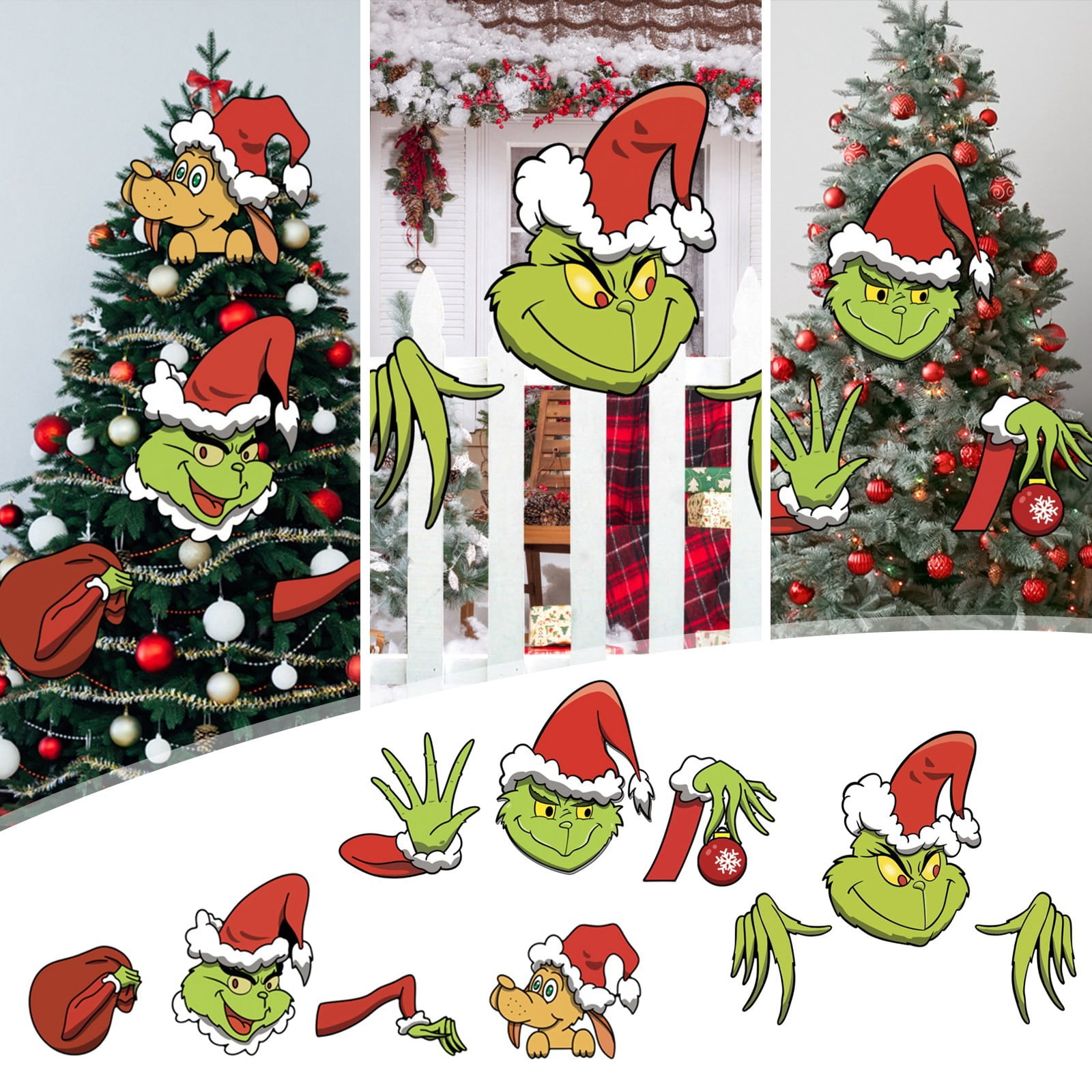 Cozyvia Grinch Decorations, Grinch Stealing Christmas Outdoor Fence ...