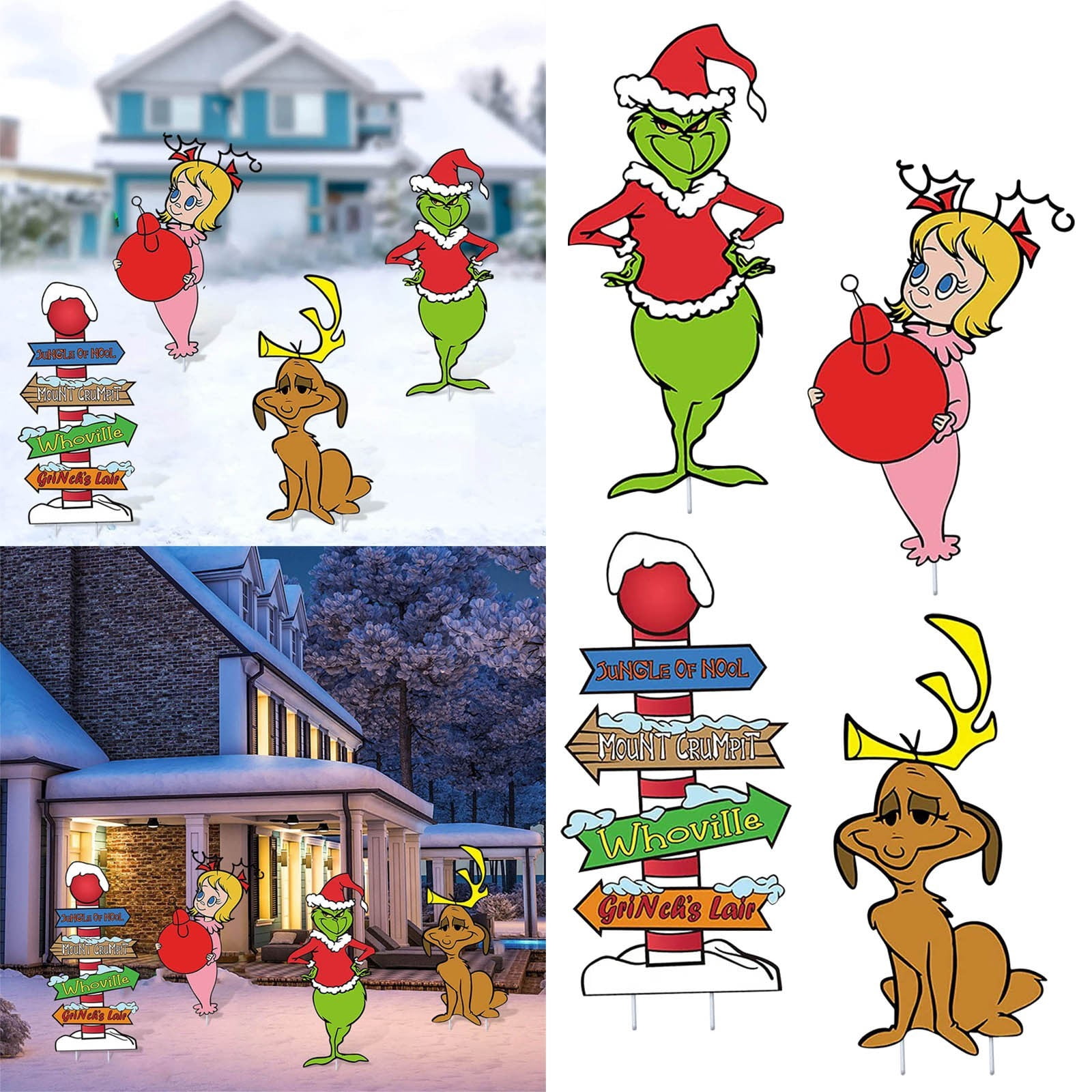 Cozyvia Grinch Festive Yard Sign with Stakes, Outdoor Christmas Garden ...