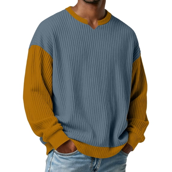Cozyvia Men's Color Block Sweatshirts Solid Vertical Striped Shirts ...