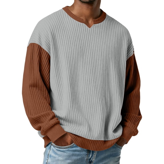 Cozyvia Men's Color Block Sweatshirts Solid Vertical Striped Shirts ...