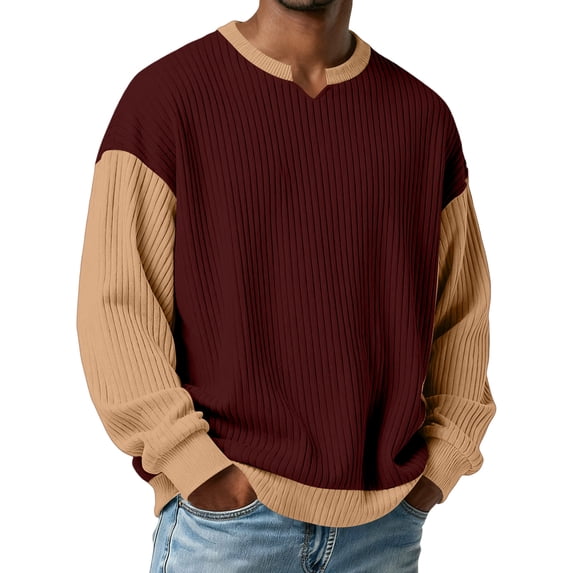 Cozyvia Men's Color Block Sweatshirts Solid Vertical Striped Shirts ...