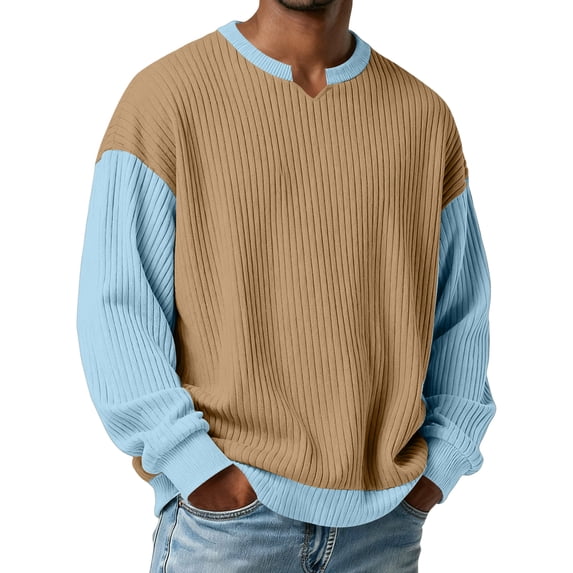 Cozyvia Men's Color Block Sweatshirts Solid Vertical Striped Shirts ...