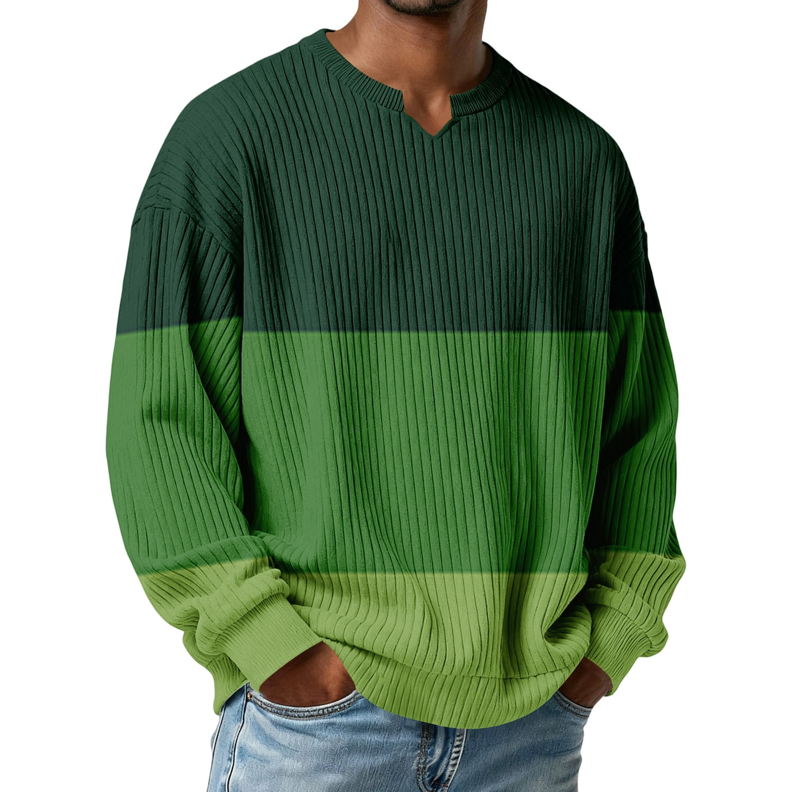 Cozyvia Men's Color Block Sweatshirts Solid Vertical Striped Shirts ...