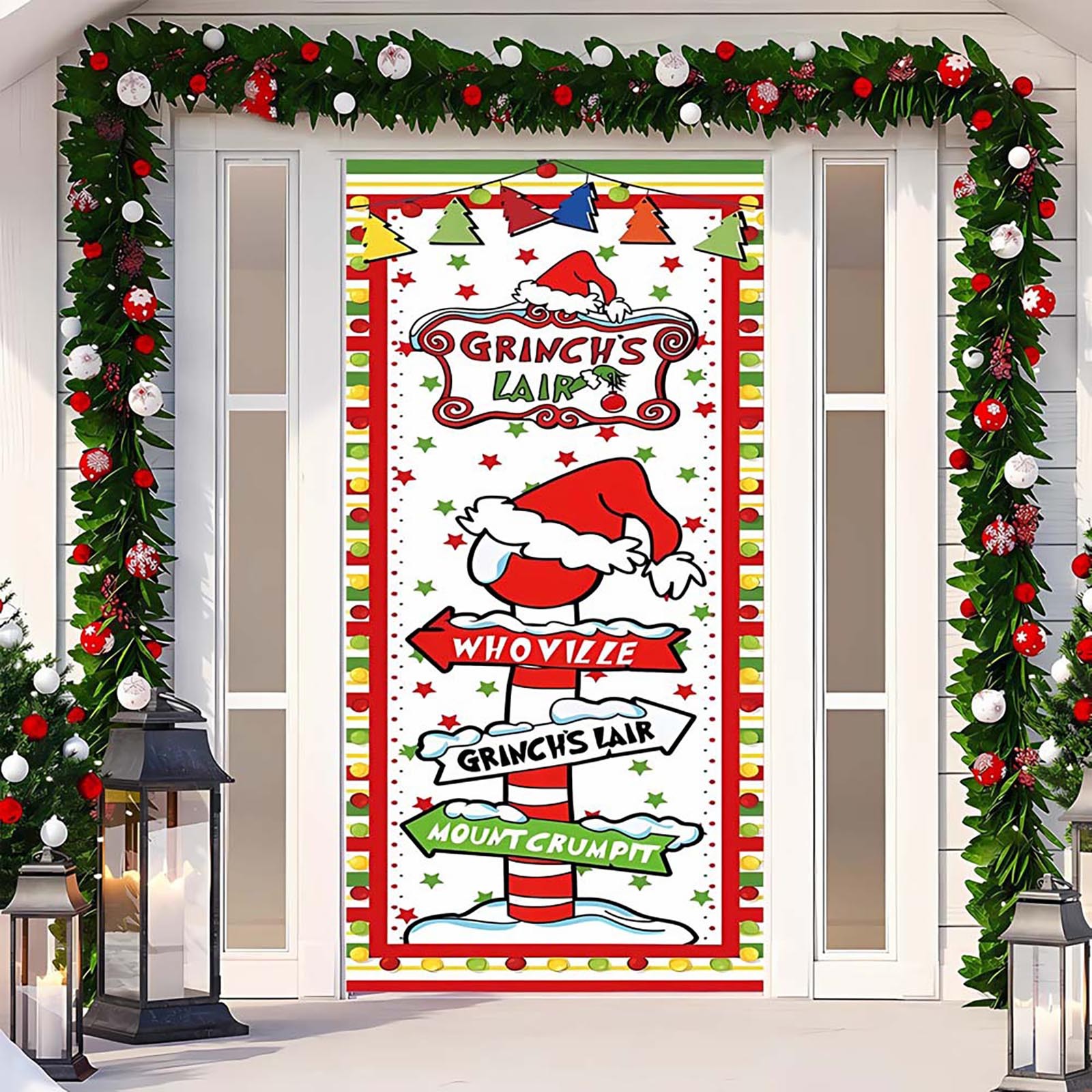 Cozyvia Merry Grinchmas Door Cover Grinch Christmas Whoville Xmas ...