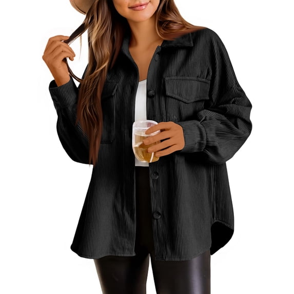 Cozyvia Women's Casual Long Sleeve Button Down Shirts Loose Corduroy ...