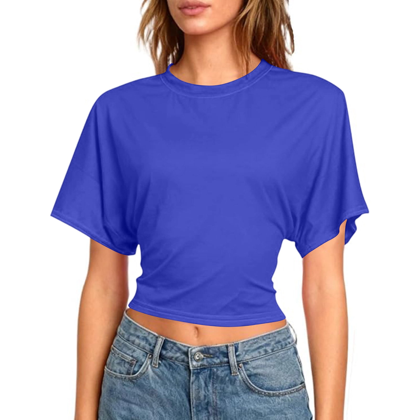 Cozyvia Women's Cropped Tops Boat Neck Blouses for Women, 3/4 Length ...