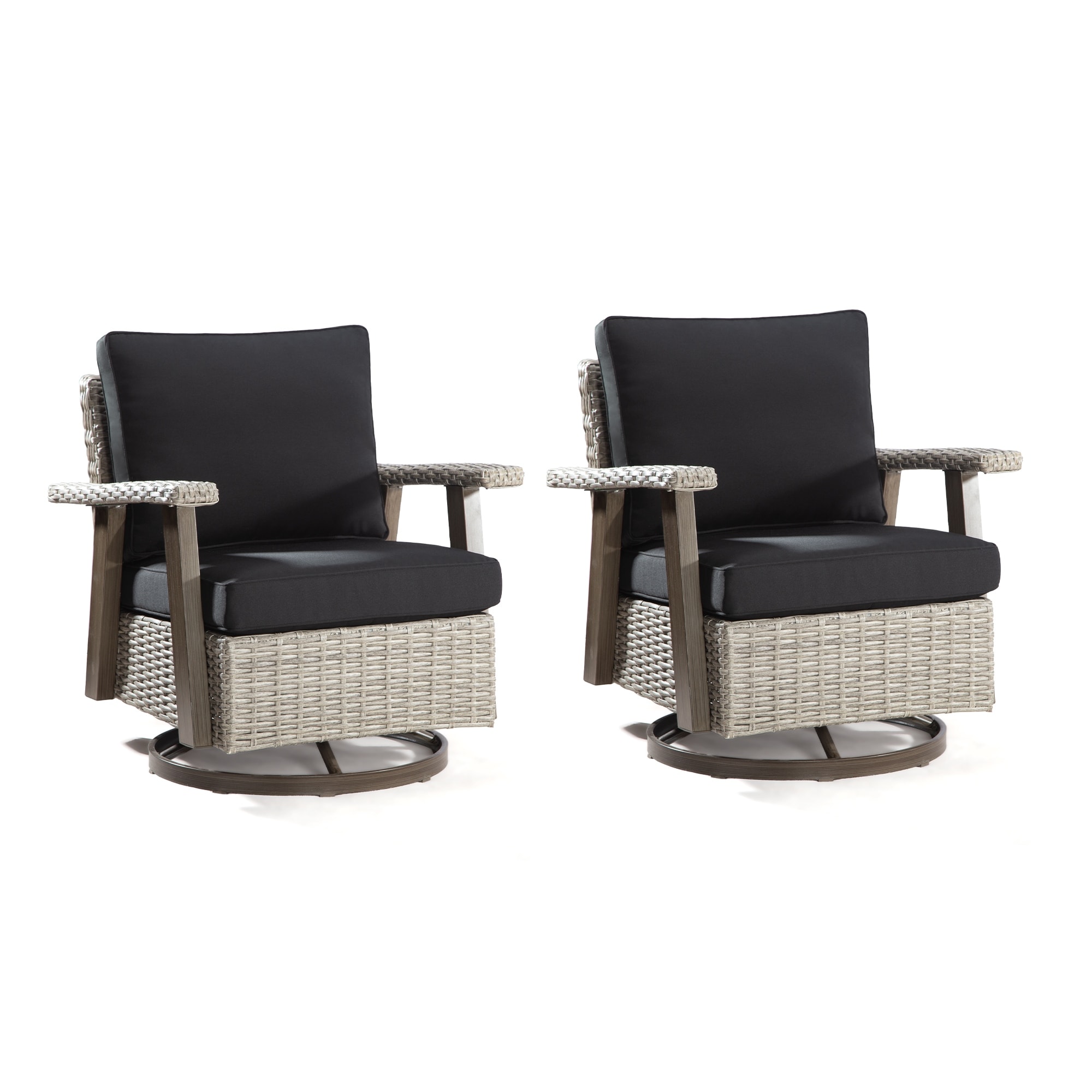 Cozywor Wicker Patio Outdoor Swivel Rocking Chair (Set of 2) Black ...