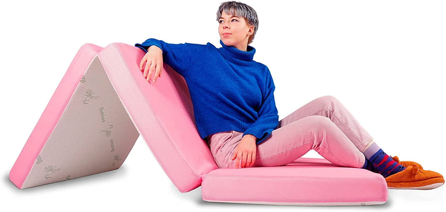 Cozzzi Folding Mattress - Trifold Foam Mattress Topper with Removable ...