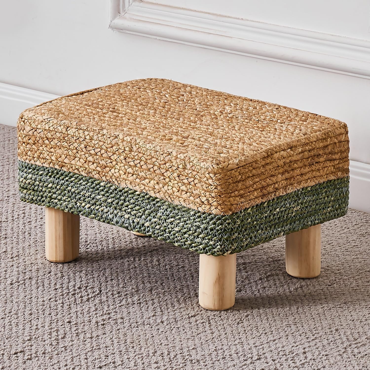 Cpintltr Foot Stool Ottoman Rectangular Footrest Pouf Ottomans Natural ...