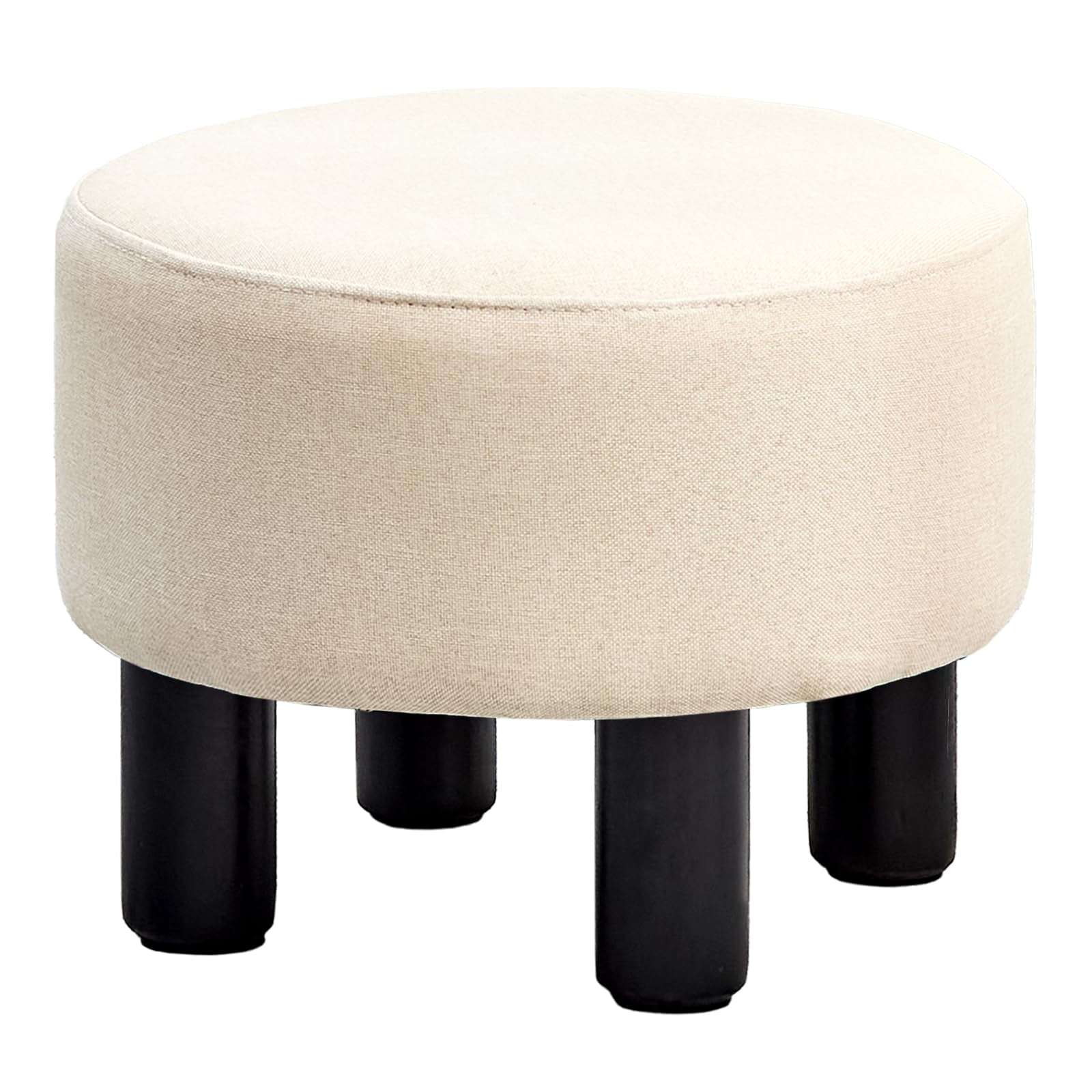 Cpintltr Linen Ottoman Round Footrest Stool Upholstered Step Stool ...