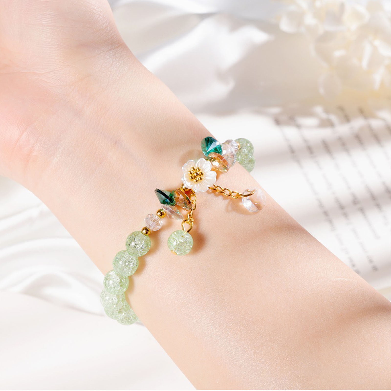 Cptfadh 2Pc Bracelet Lady Bracelet Crystal Beaded Bracelet Female ...