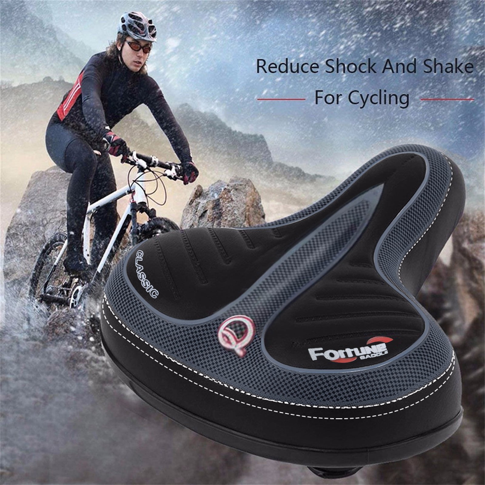 Cptfadh Bike Wide Saddle, Extra Gel Sporty Cruiser Soft Pad ...