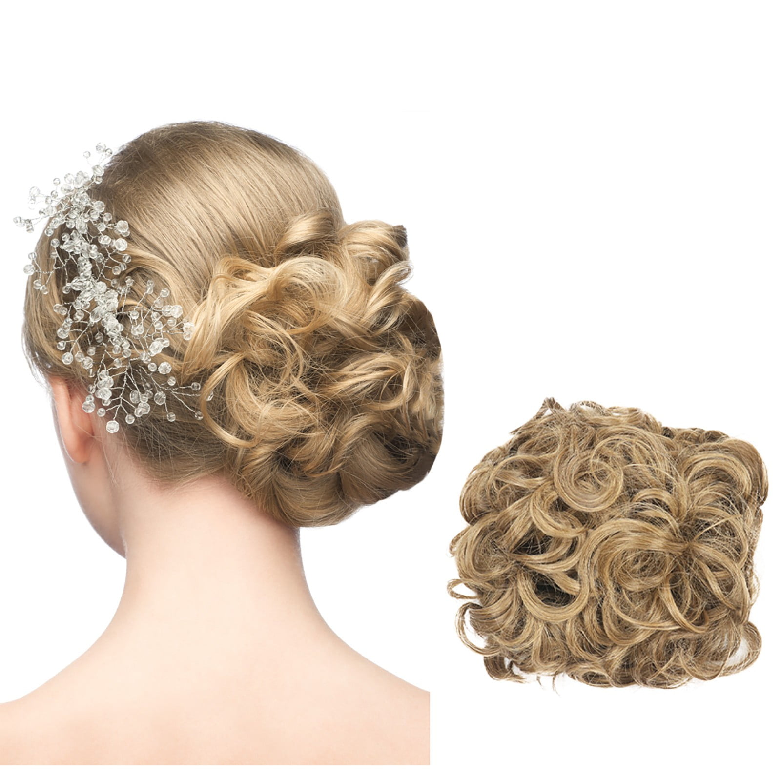 Cptfadh Curly Tousled Bun Mega Large Thick Curly Chignon Messy Bun Updo ...