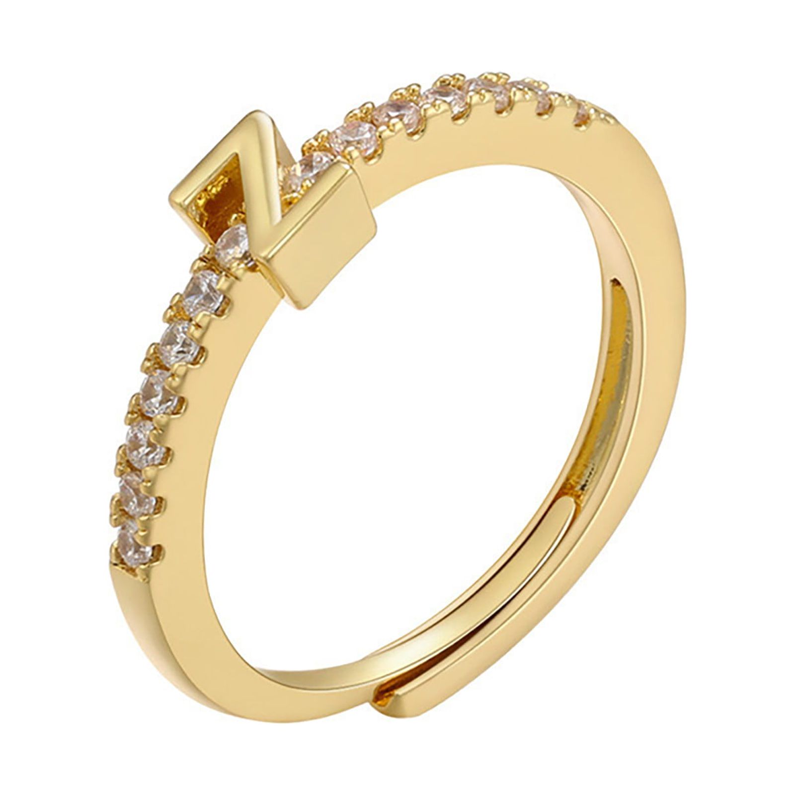 Cptfadh Initials Letter Ring Adjustable Opening Women Classic Simple ...