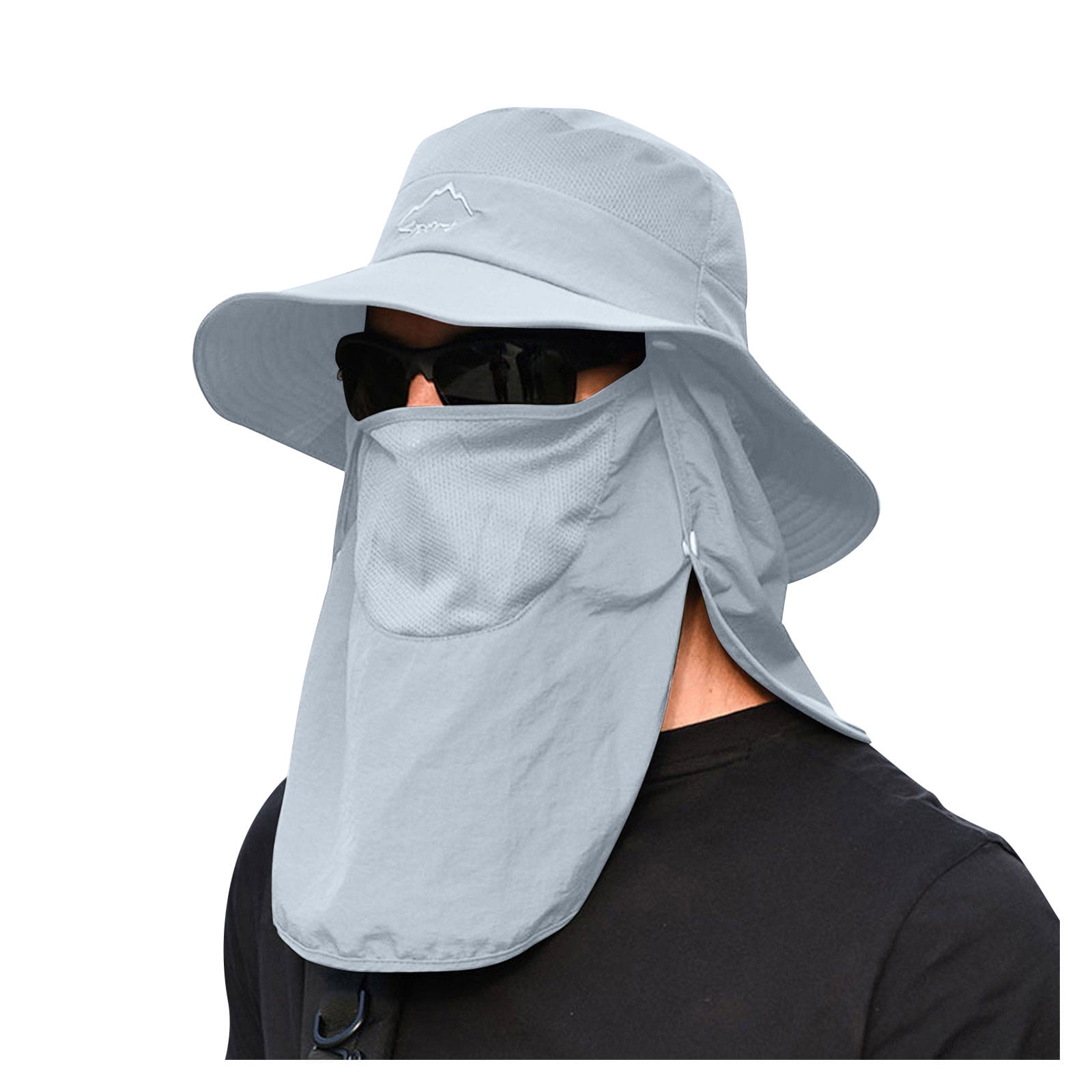 Cptfadh Men's UV Protection Wide Sun Hats Cooling Mesh Ponytail Hole ...