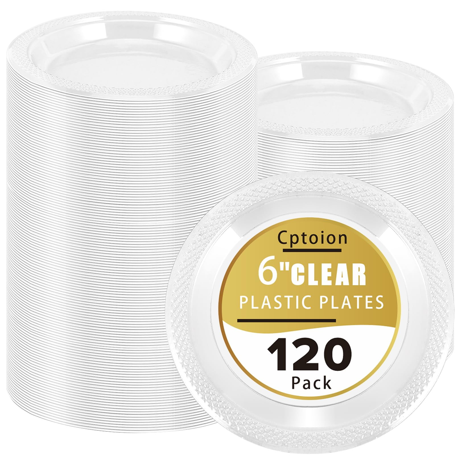 Cptoion 120 Pack Plastic Dinner Plates, AFN16 inch, Clear, Disposable ...