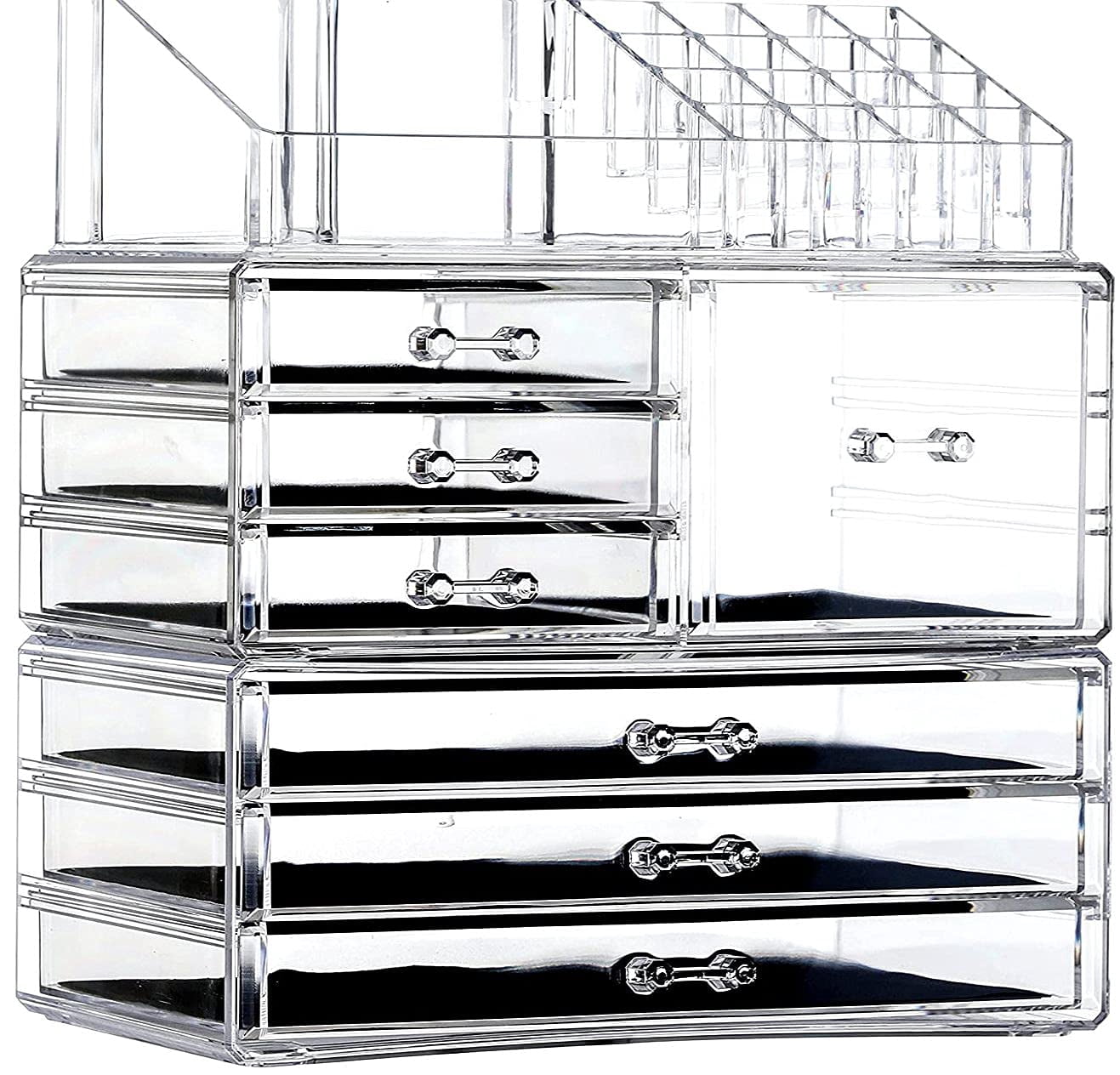 Cq acrylic 3 Pack Clear Make Up Organizers Vanity,Stackable 7 Drawers ...