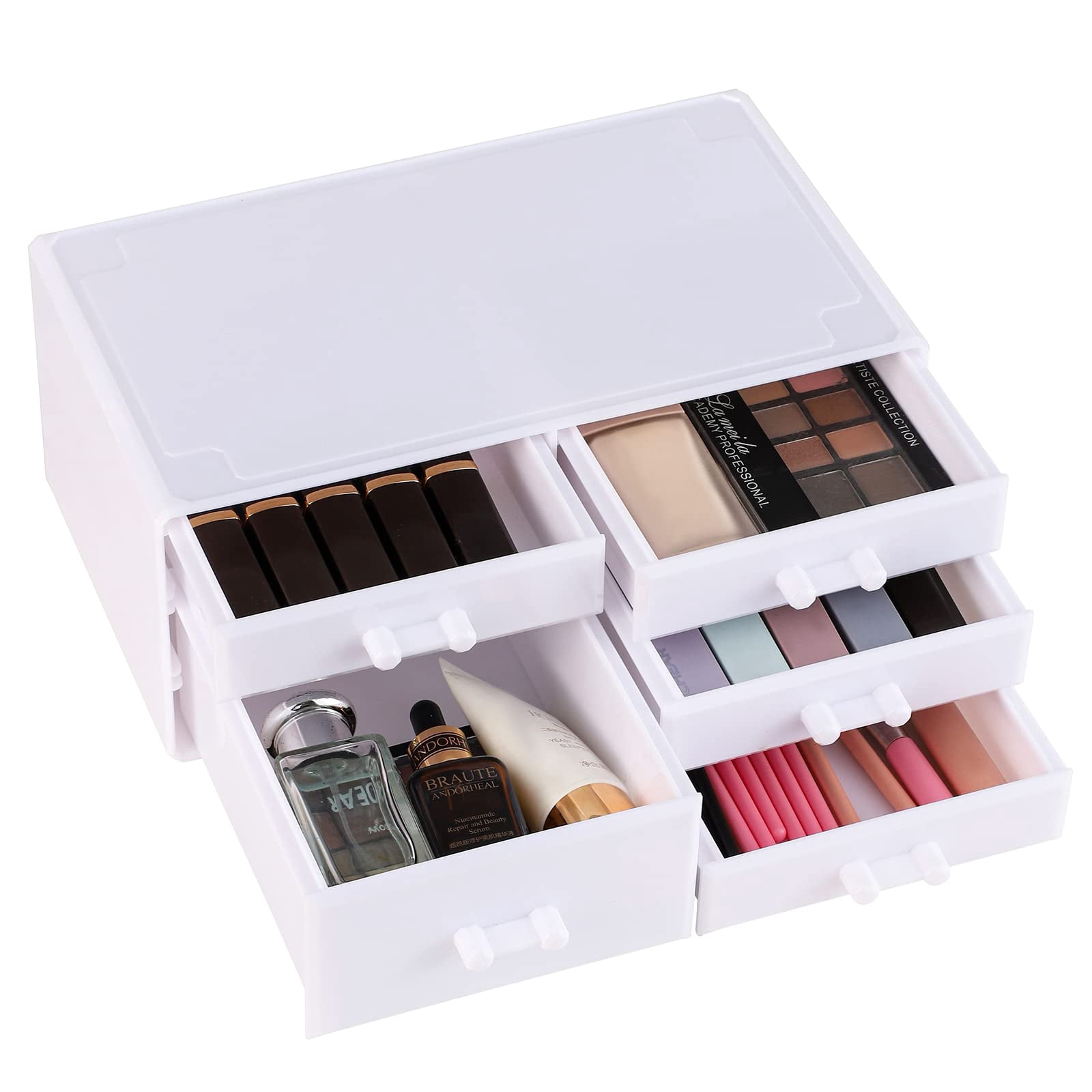 Cq acrylic Acrylic Storage Drawers, Multi-Purpose White Storage With 5 ...