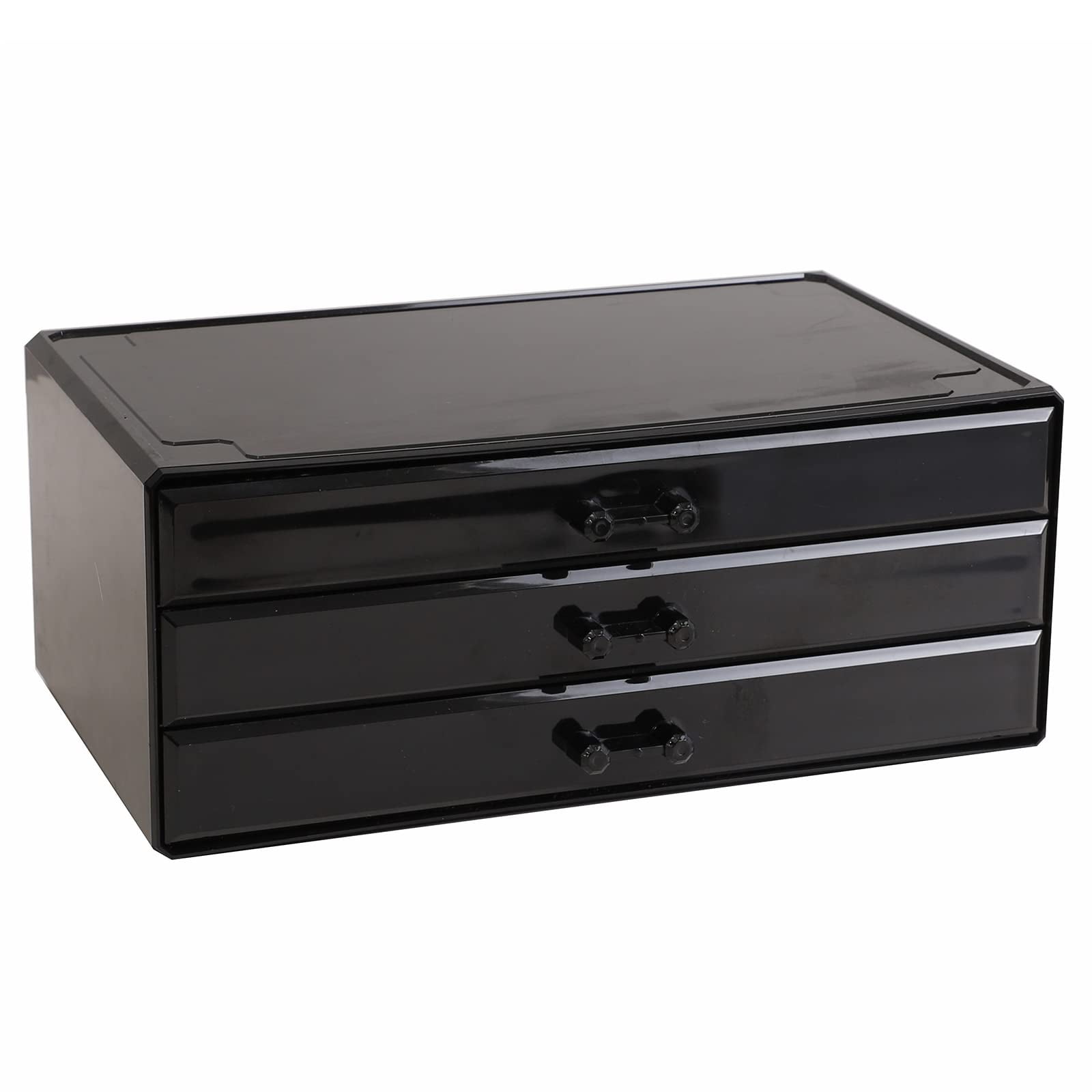 Cq acrylic Black Desk Storage Drawer For Girls Stackable Acrylic Hair ...