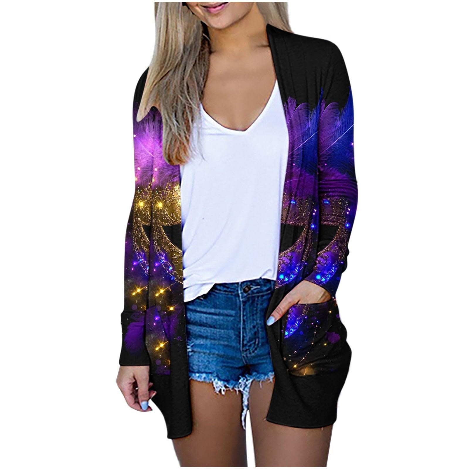 Cqxid525 Blouses for Women Cardigan Tops Womens Casual Long Sleeve Thin ...