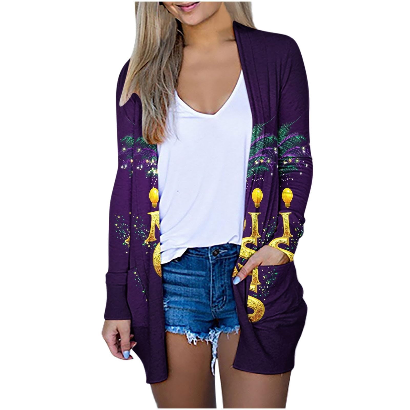 Cqxid525 Blouses for Women Cardigan Tops Womens Casual Long Sleeve Thin ...