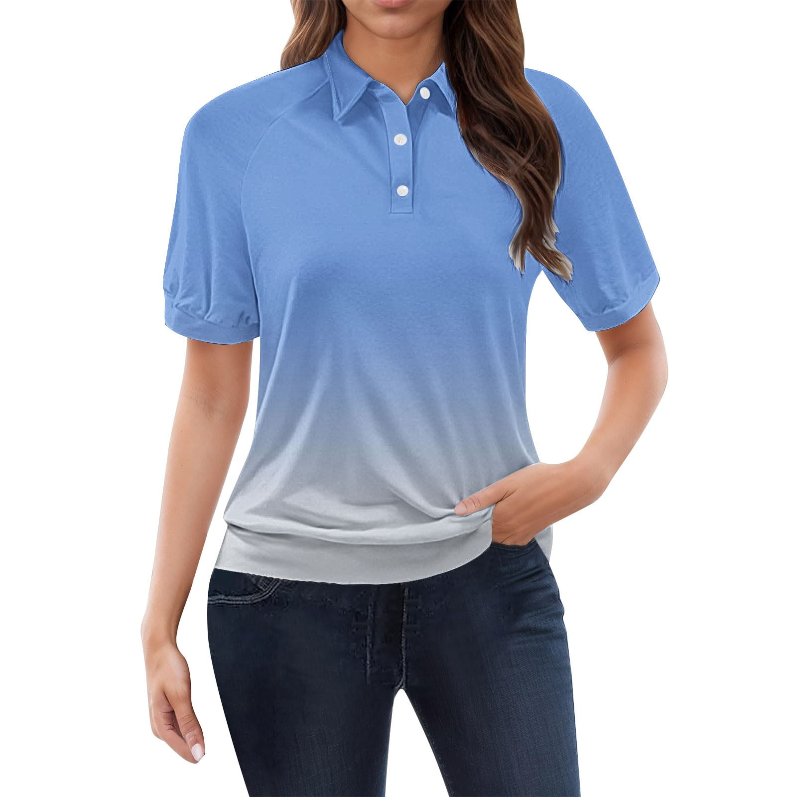 Cqxid525 Loose Fit Tees Blouses Tops for Women Trendy Short Sleeve ...
