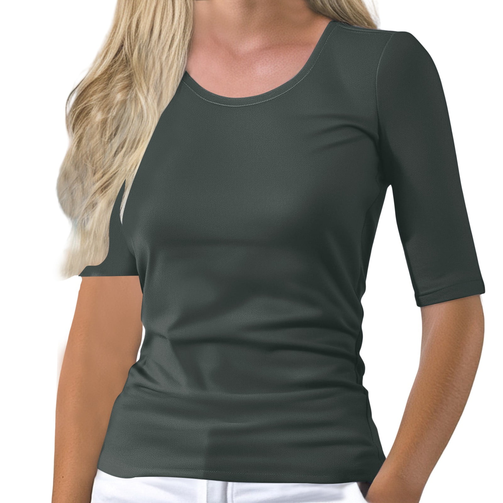 Cqxid525 Loose Fit Tees Blouses Women's Short Sleeve Boat Neck Shirts ...