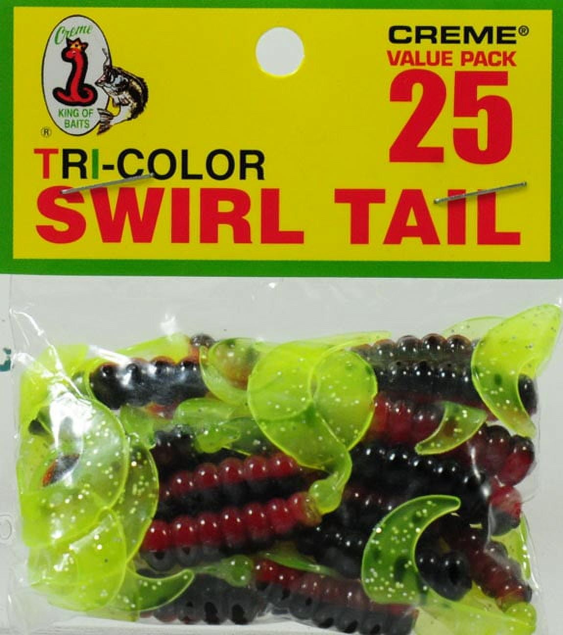 VIP Creme Tri Color Swirl Tail Fishing Lures for Bass 3-Count Durable ...