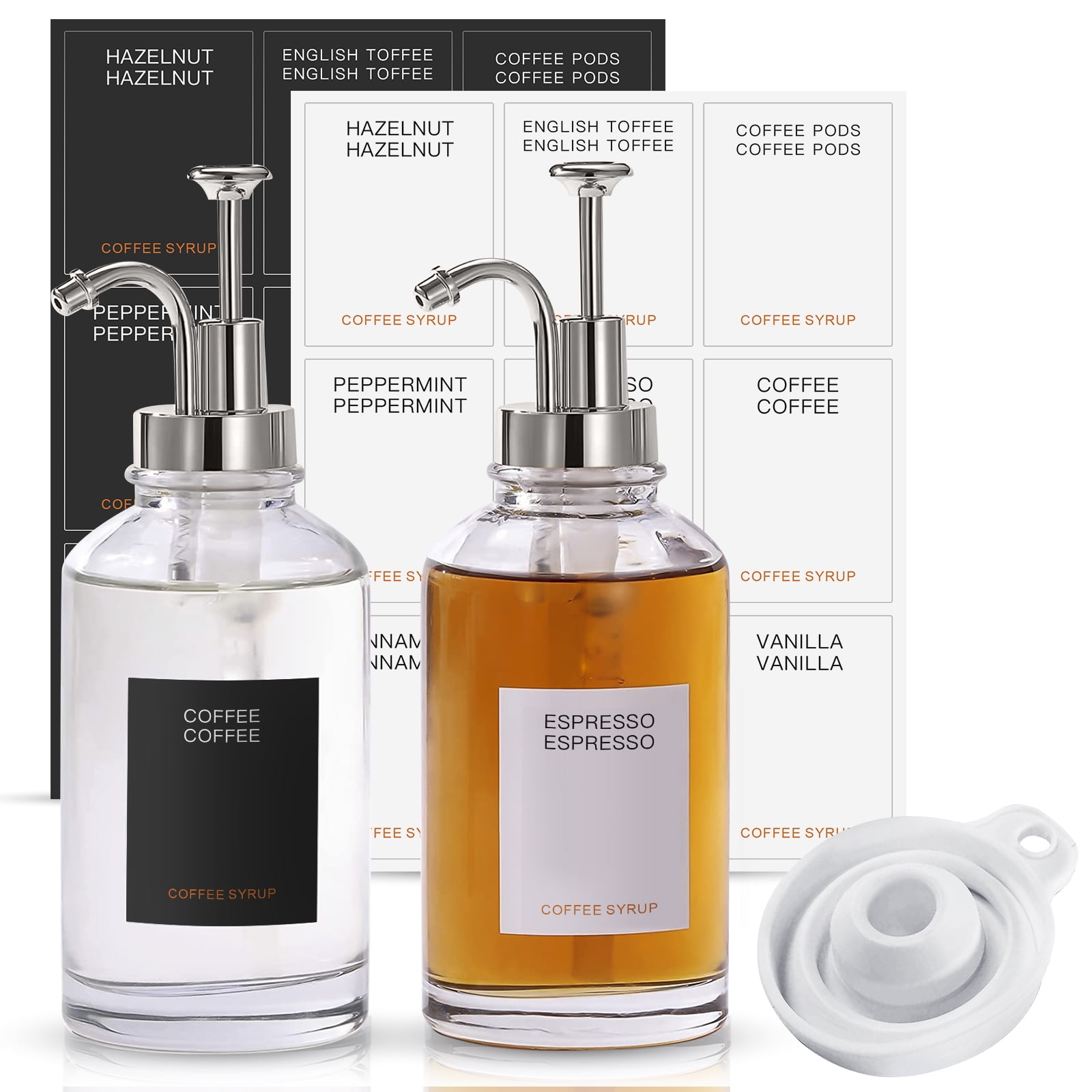 CrBoelves Coffee Syrup Dispenser for Coffee Bar Organization, 2pk Glass ...