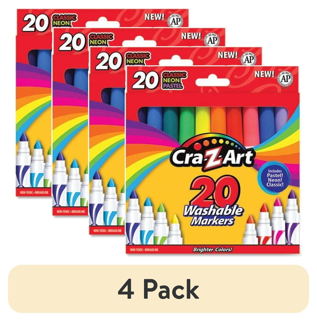 (4 pack) Cra-Z-Art 20 Count Multicolor Broad Line Washable Art Markers ...