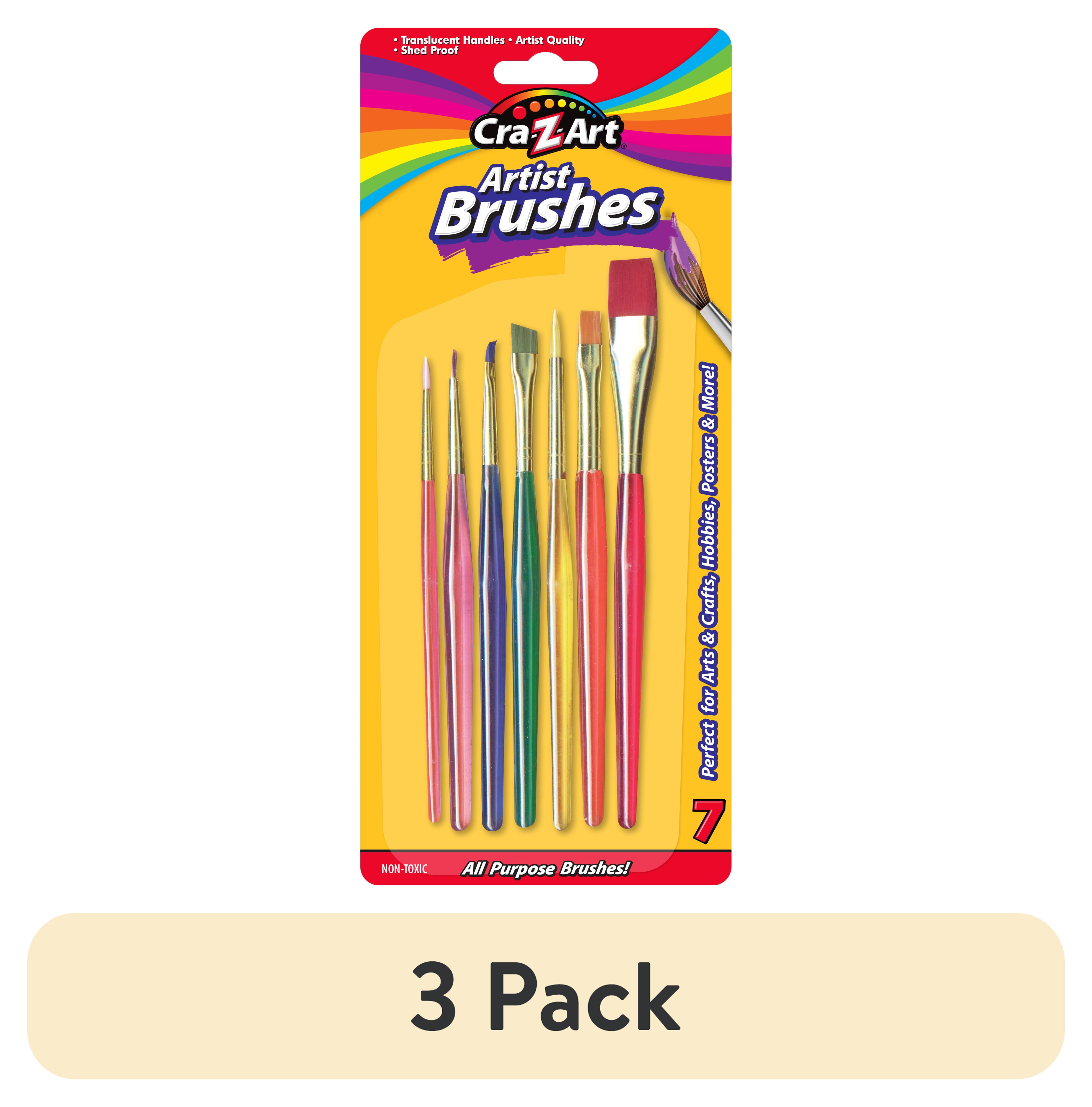 (3 pack) Cra-Z-Art All Purpose Artist Paint Brushes, Multicolor, 7 ...