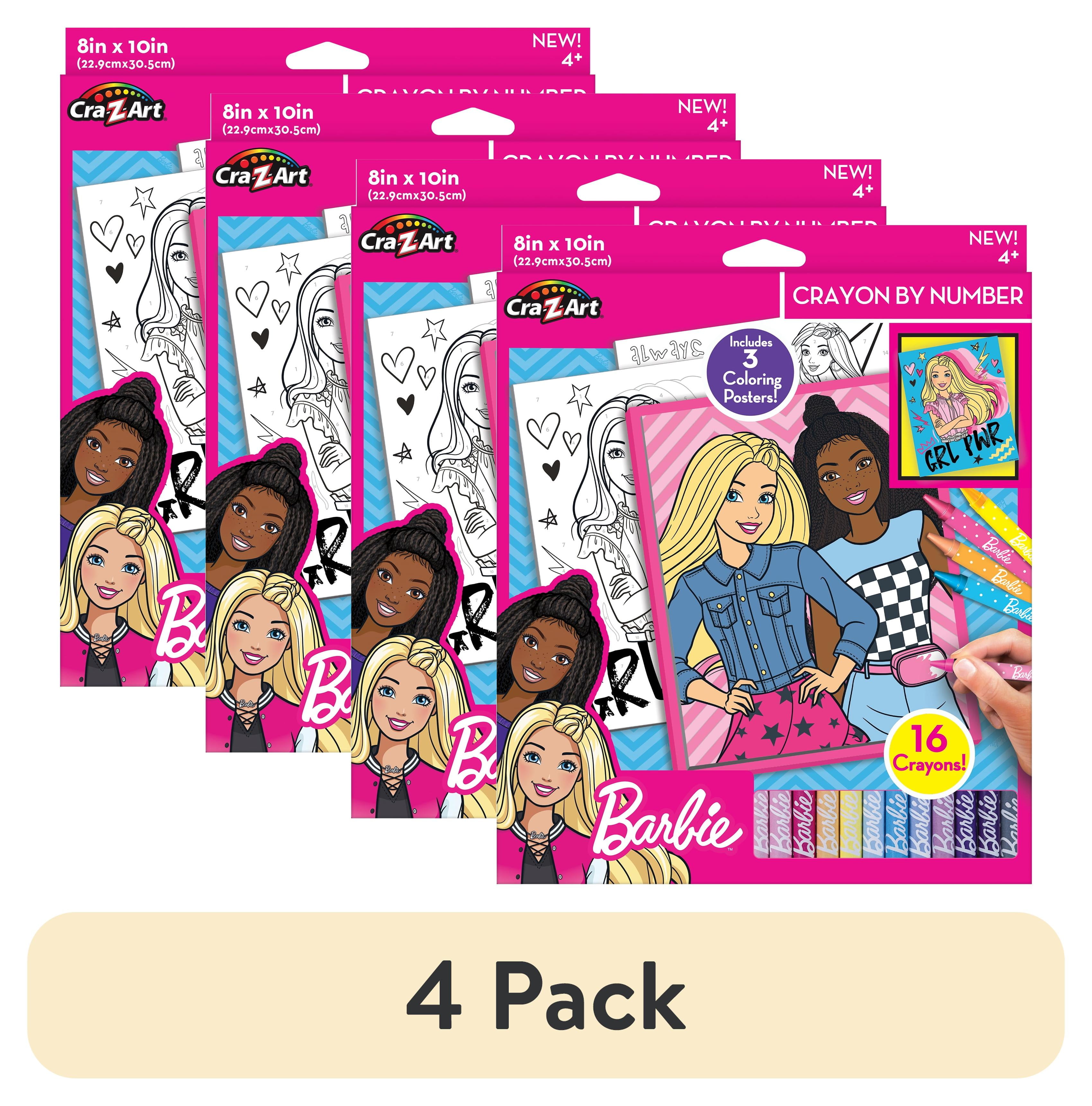 (4 pack) Cra-Z-Art Barbie Crayon by Number Poster Set, 19 Piece Coloring Set, Beginner, Unisex ...