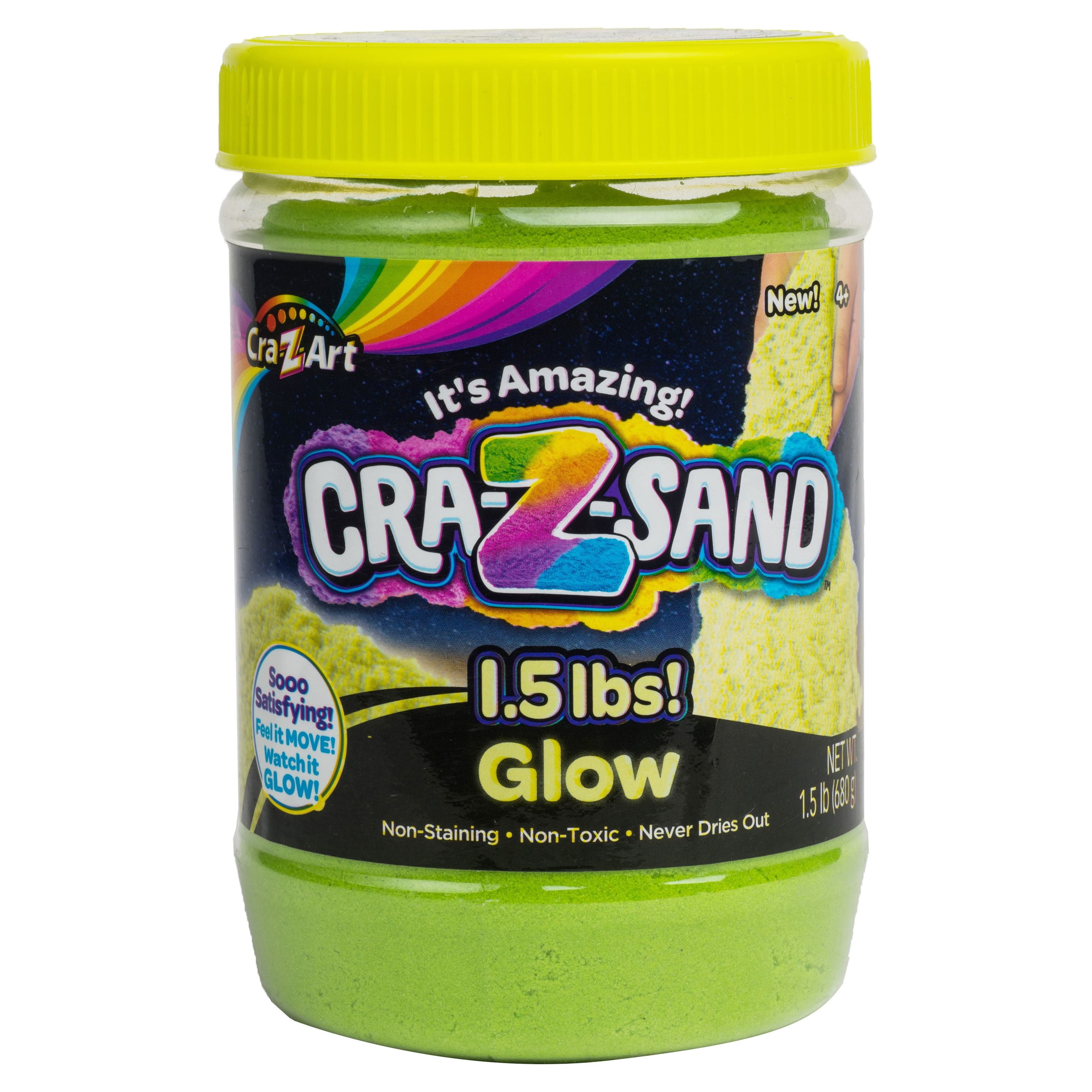 Cra-Z-Art Cra-Z-Sand Green Glow Sand 1.5lbs Jar, Unisex Child Ages 4 ...