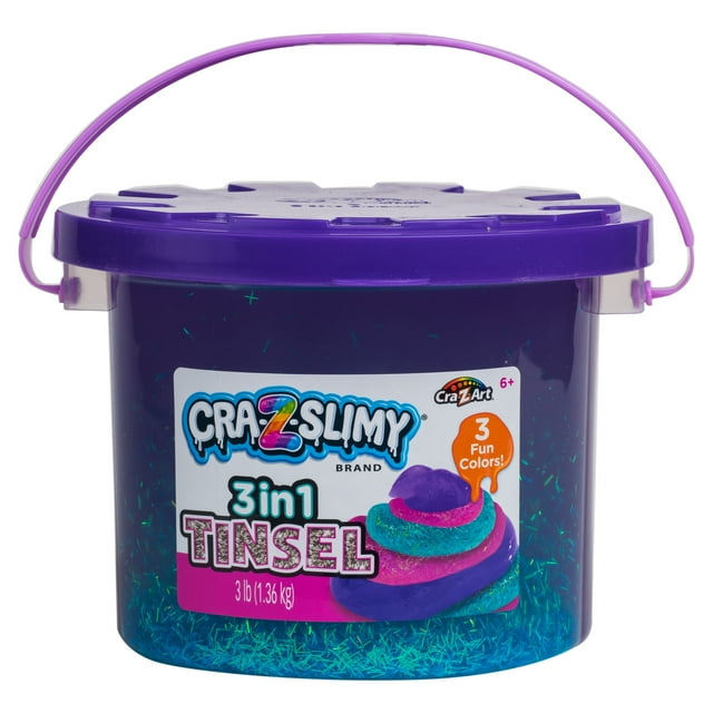 Cra-Z-Art Cra-Z-Slimy 3 in 1 Tinsel Slime 3lbs Bucket, Multicolor Slime ...