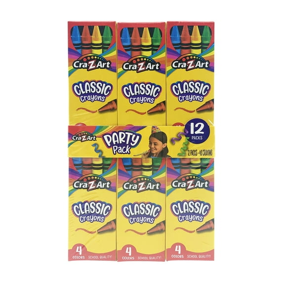 Cra-Z-Art Crayon Party Packs - 12 Packs of 4 Count Crayon Boxes, Party ...