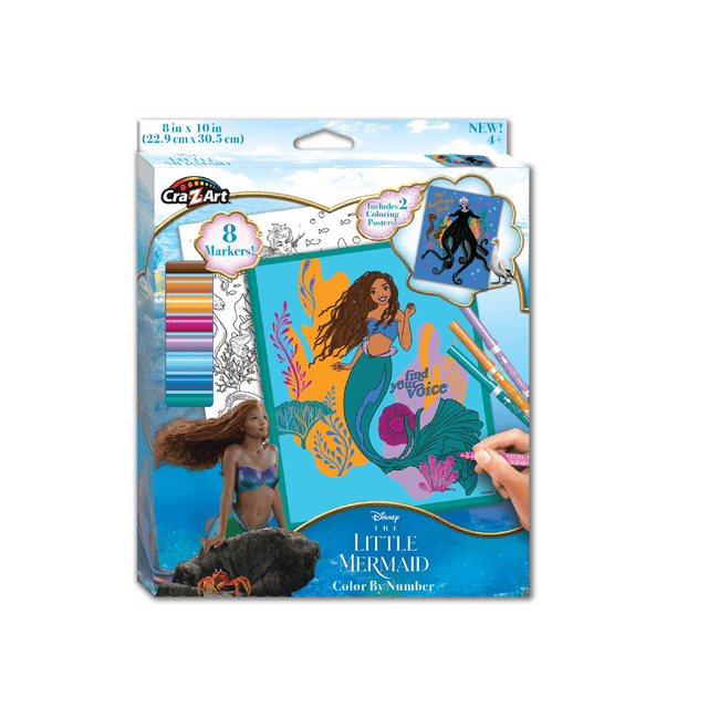 Cra-Z-Art Disney Little Mermaid Color by Number, Coloring Set, Beginner ...